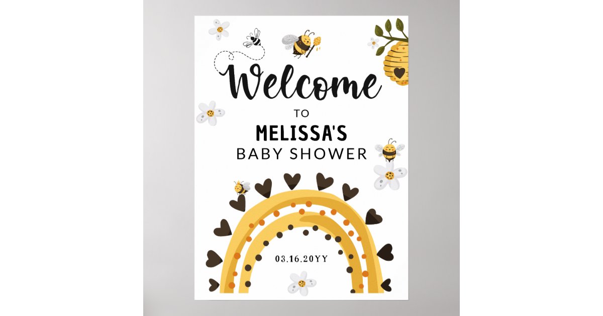 Bumble Bee Baby Shower Welcome Poster | Zazzle