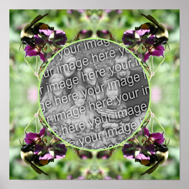 Bumble Bee On Flower Frame Create Your Own Photo Poster | Zazzle