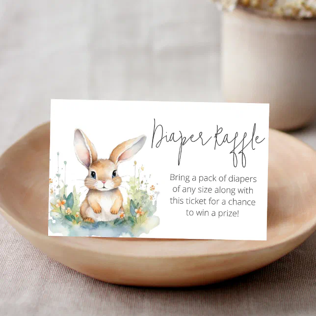 Bunny Diaper Raffle Baby Shower Enclosure Card | Zazzle