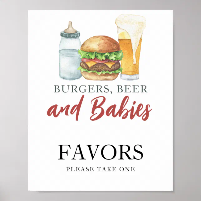 Burger and Bottle Baby shower Favours Poster | Zazzle