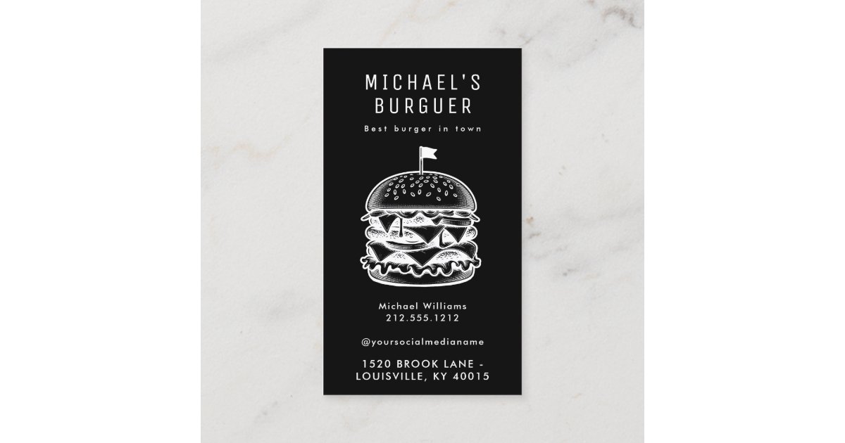 Burger Food Truck Black and White Loyalty Card | Zazzle