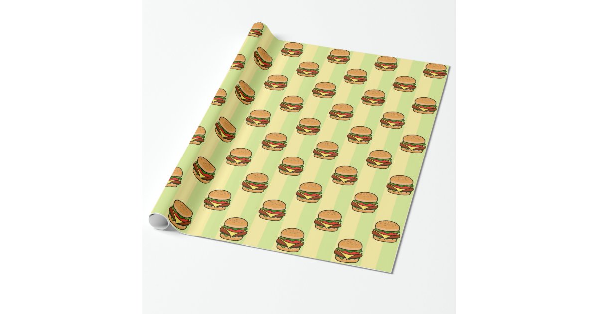 Burger Pattern Wrapping Paper | Zazzle