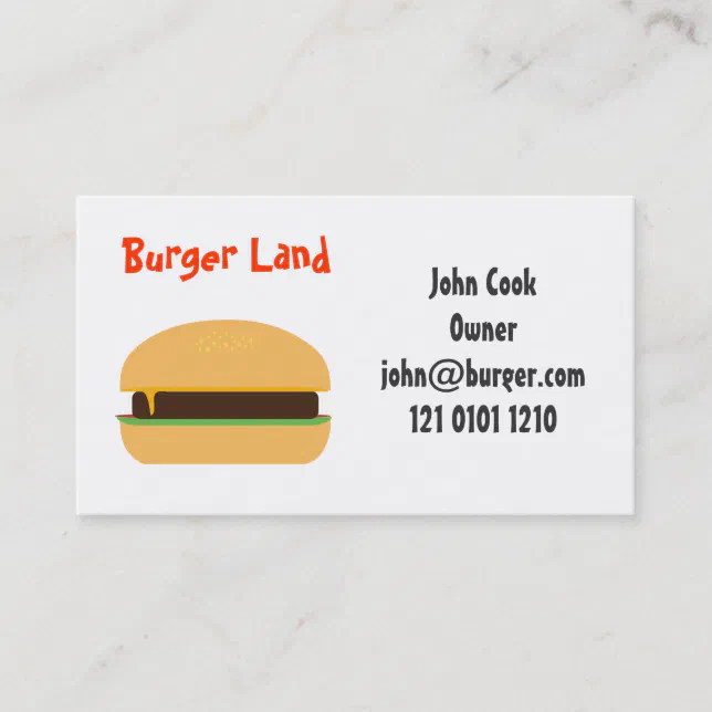 Burger themed business card | Zazzle