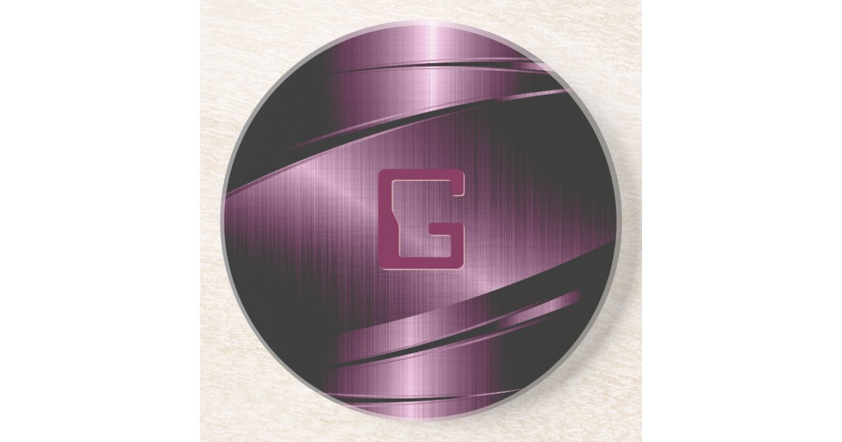 Burgundy Red Metallic Design Stainless Steel Look Coaster | Zazzle