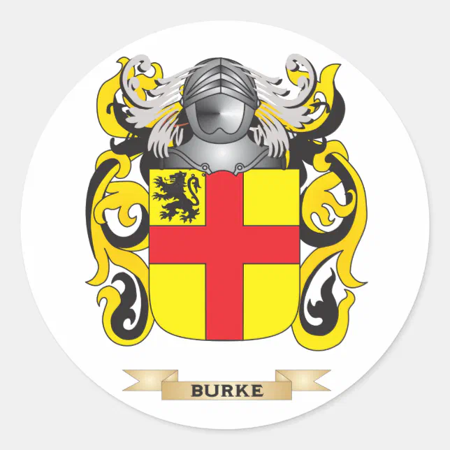 Burke Coat of Arms (Family Crest) Classic Round Sticker | Zazzle