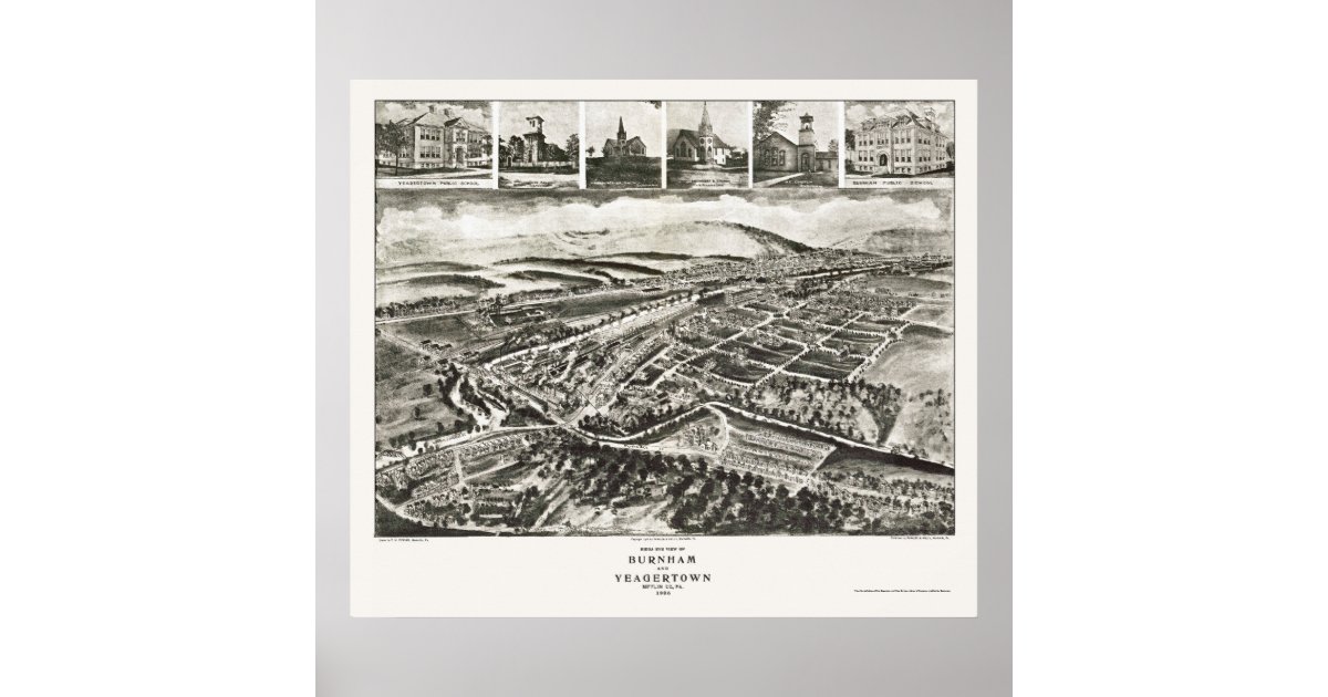 Burnham, PA Panoramic Map - 1906 Poster | Zazzle