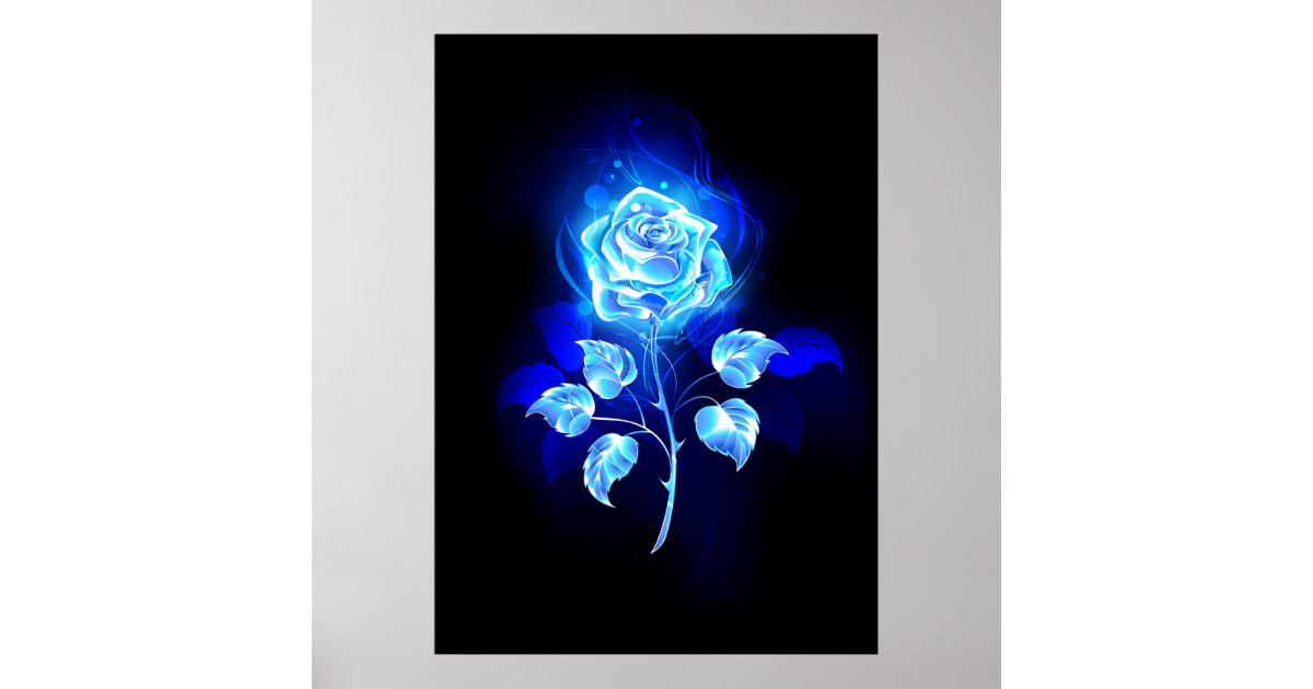 Burning Blue Rose Poster | Zazzle