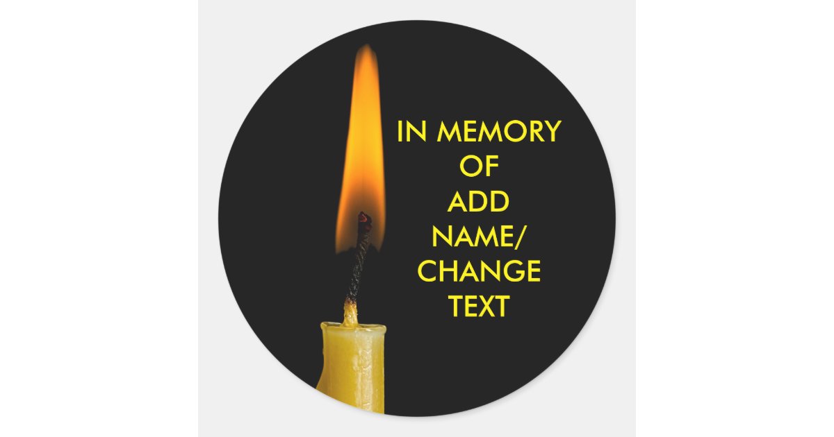 Burning Candle And Your Text Classic Round Sticker | Zazzle