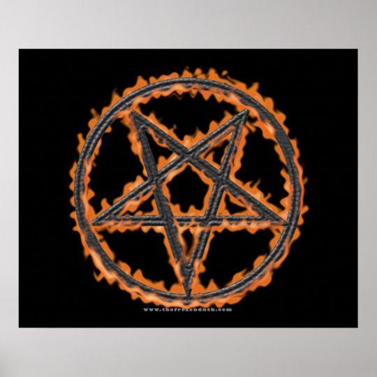 Burning Inverted Pentagram Poster | Zazzle.co.uk