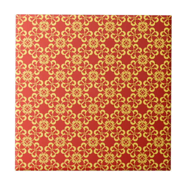 burnt orange and gold pattern tile | Zazzle