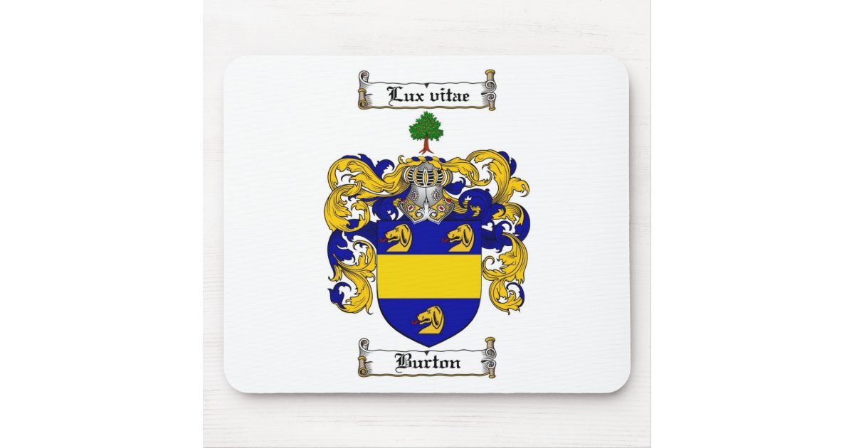 BURTON FAMILY CREST - BURTON COAT OF ARMS MOUSE MAT | Zazzle