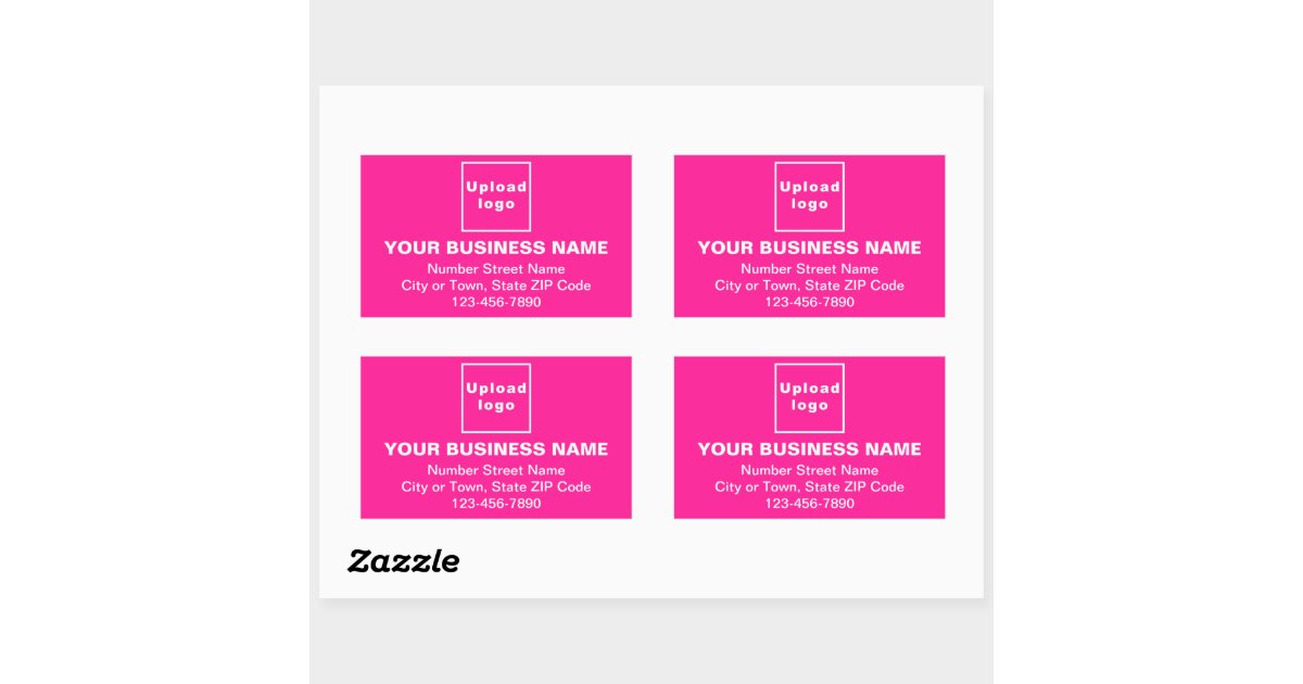 Business Address and Phone Number on Pink Rectangular Sticker | Zazzle