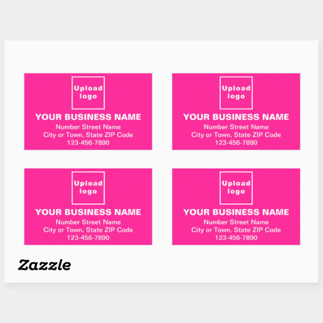 Business Address and Phone Number on Pink Rectangular Sticker | Zazzle