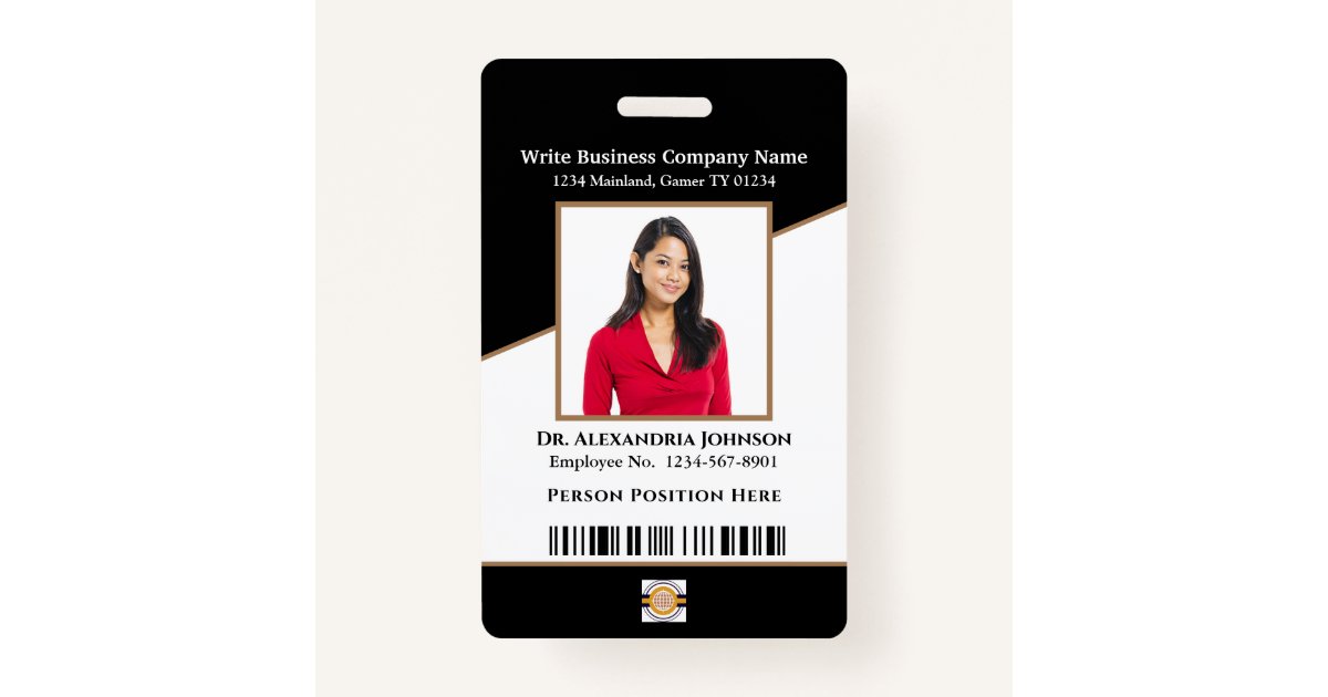 Business Employee Bar Code Logo ID Identification ID Badge | Zazzle