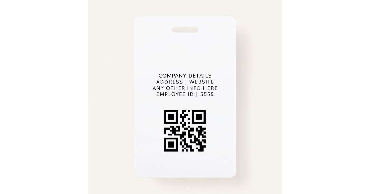 Business ID Card | Modern Large Photo Employee Bad ID Badge | Zazzle