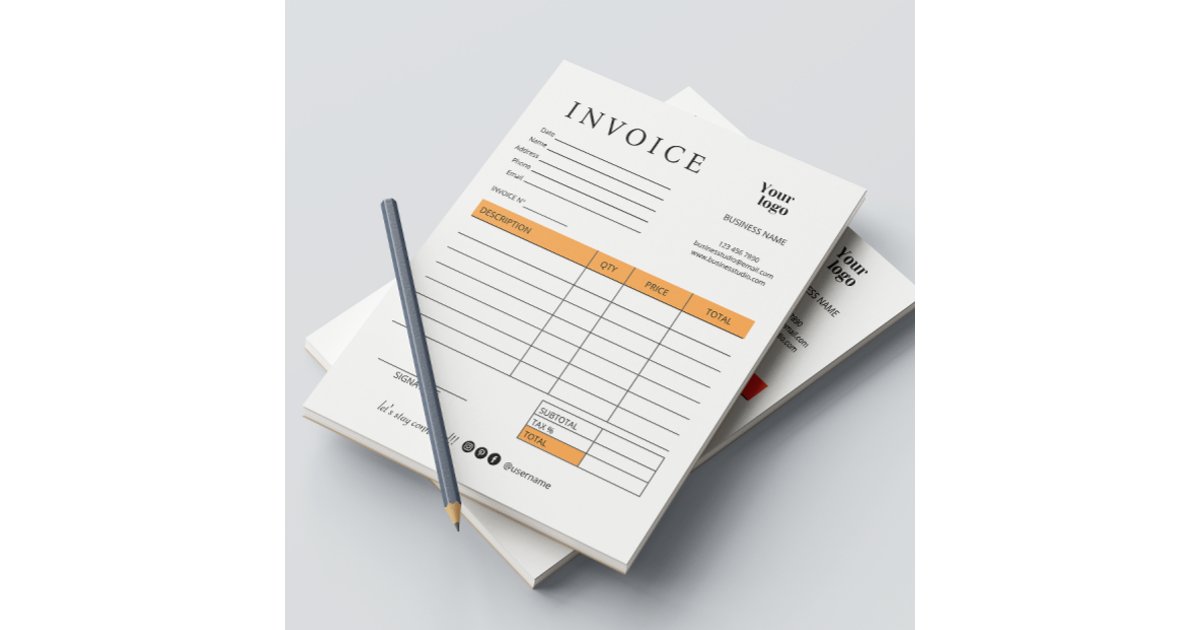 Business Invoice Sales Receipt Social Media Icons Notepad | Zazzle