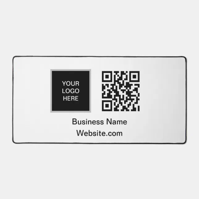 Business logo Company Black White QR Code Desk Mat | Zazzle