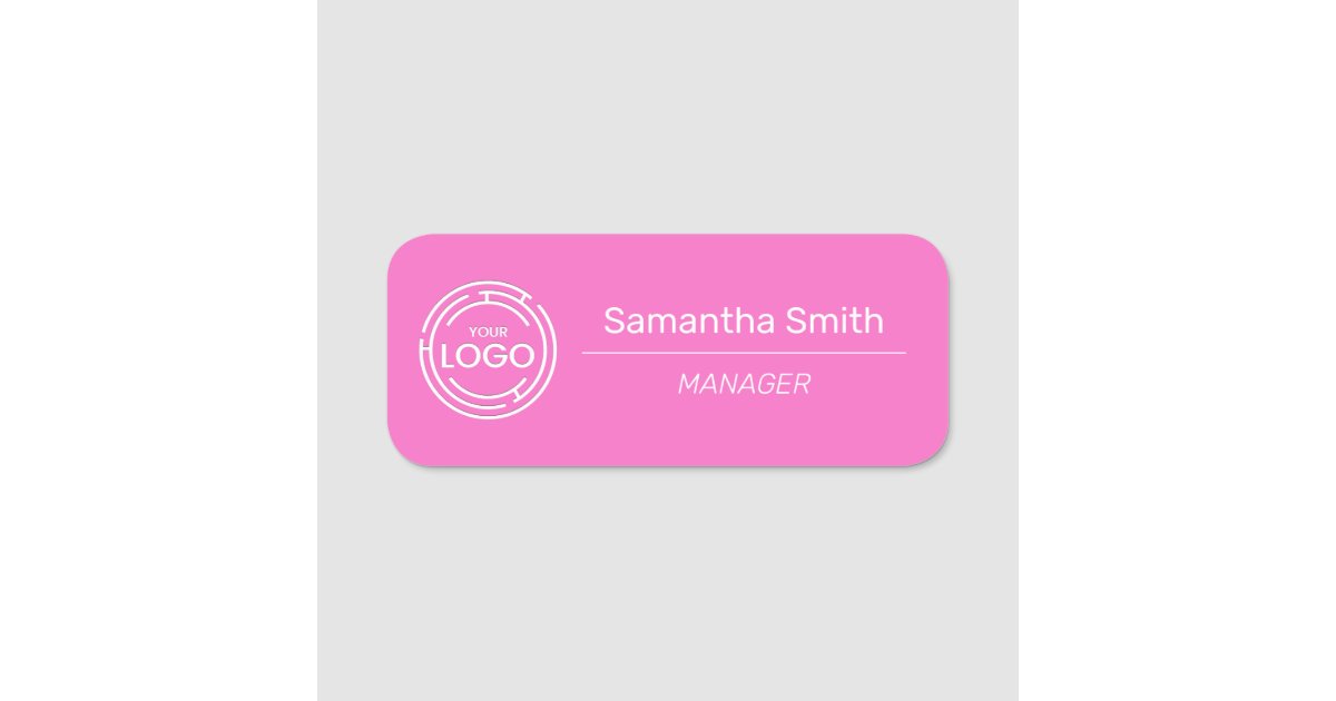 Business Logo Employee Name Tag | Zazzle