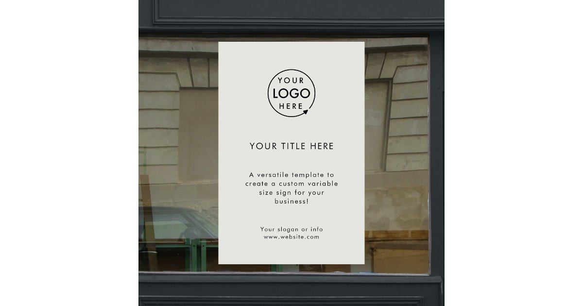 Business Logo | Modern Minimal Grey Promotional Window Cling | Zazzle