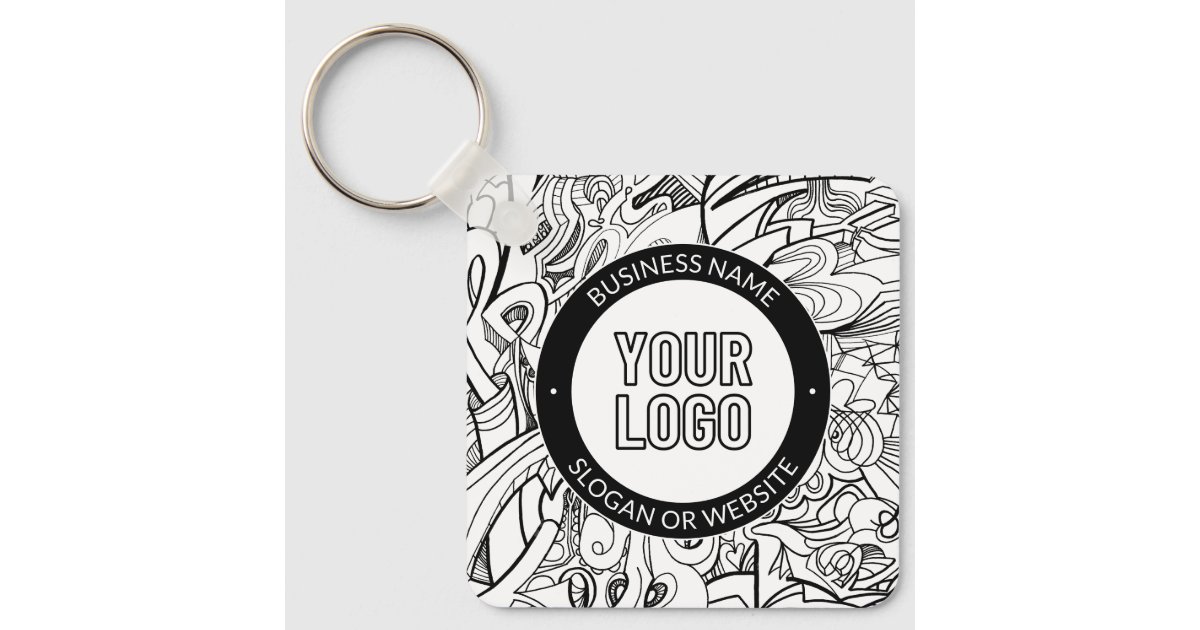 Business Logo or Design & Editable Text Template Key Ring | Zazzle