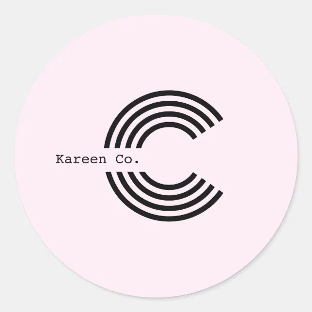 Business Logo Professional Blush Pink stylish Classic Round Sticker ...