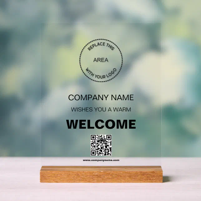 Business Logo QR Code Company Welcome Sign | Zazzle