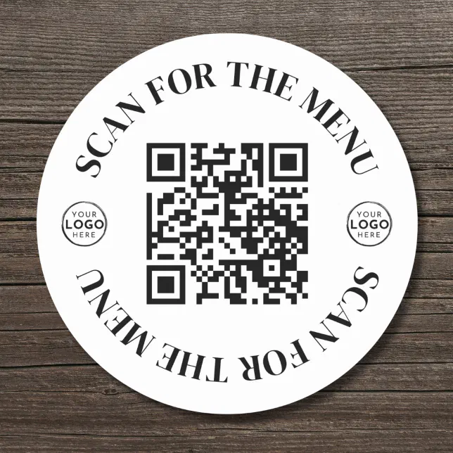 Business Logo Scan Menu QR Code Classic Round Sticker | Zazzle