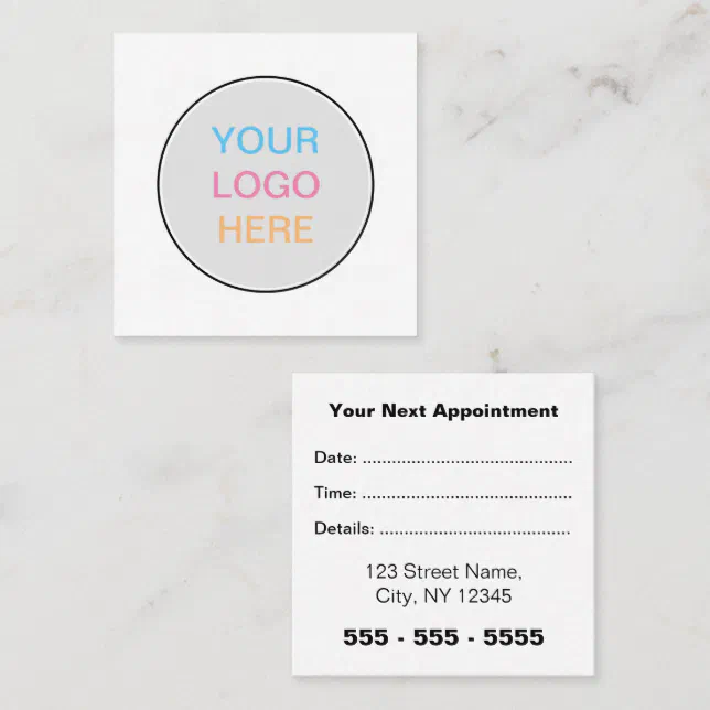 Business Logo Simple Square Appointment Card | Zazzle