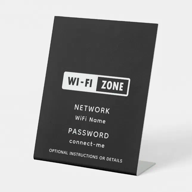 Business Logo WiFi Network & Password Details Pedestal Sign | Zazzle