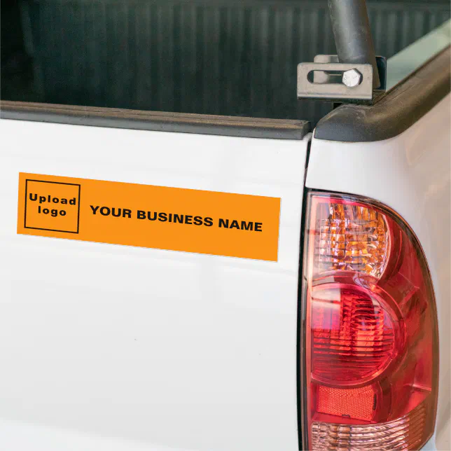 Business Name and Logo on Orange Colour Bumper Sticker | Zazzle