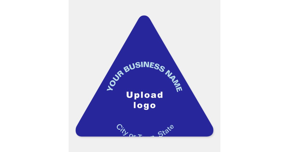 Business Name, Logo and Location on Blue Triangle Sticker | Zazzle