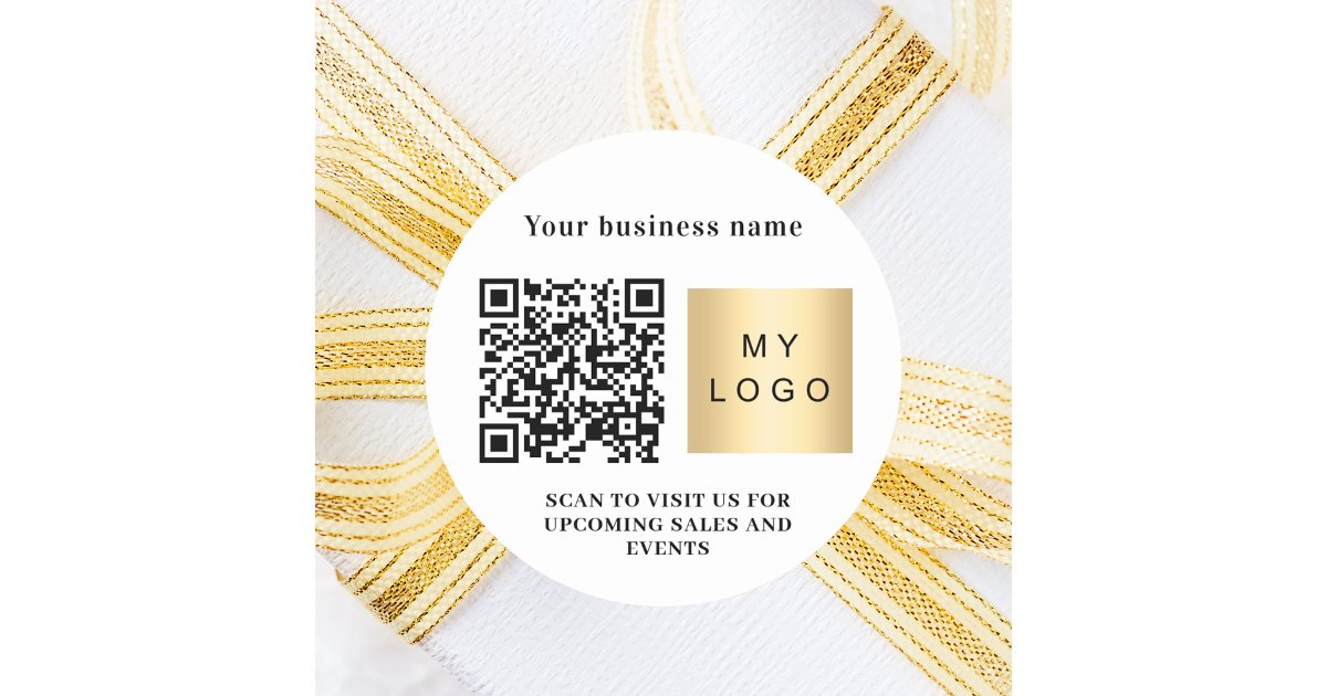 Business name logo qr code brand colour classic round sticker | Zazzle