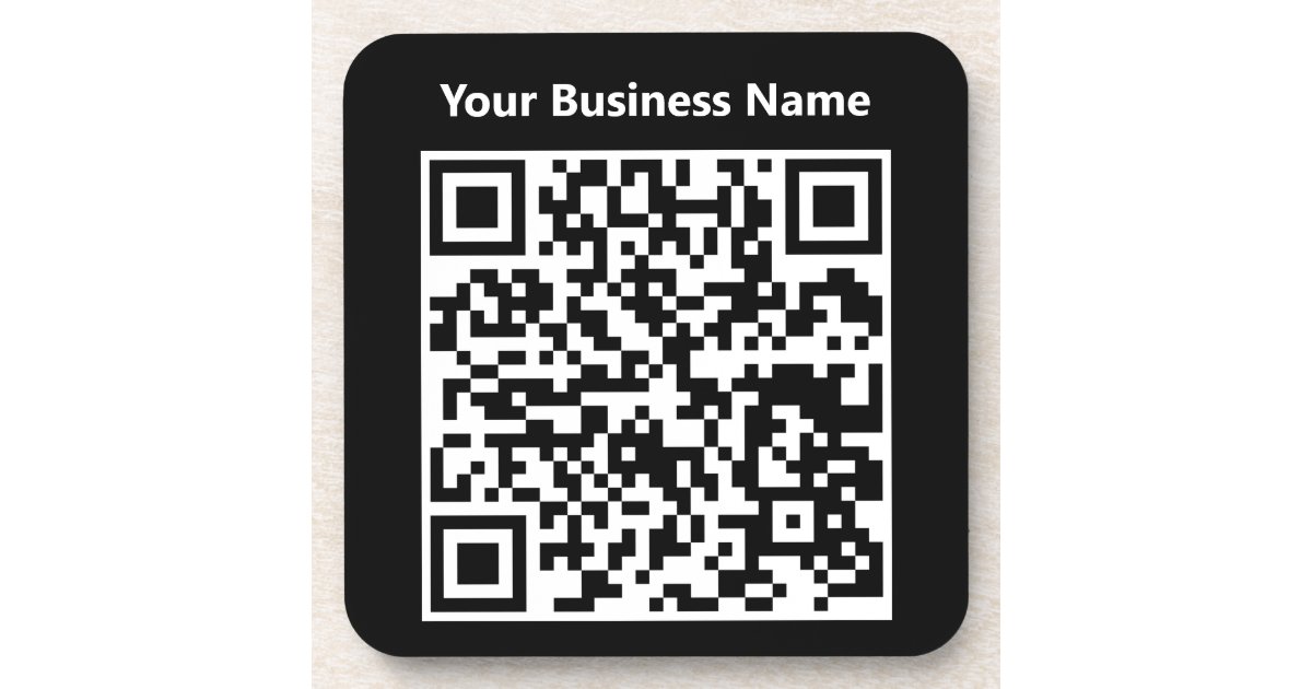Business Name plus QR Code on a Coaster | Zazzle