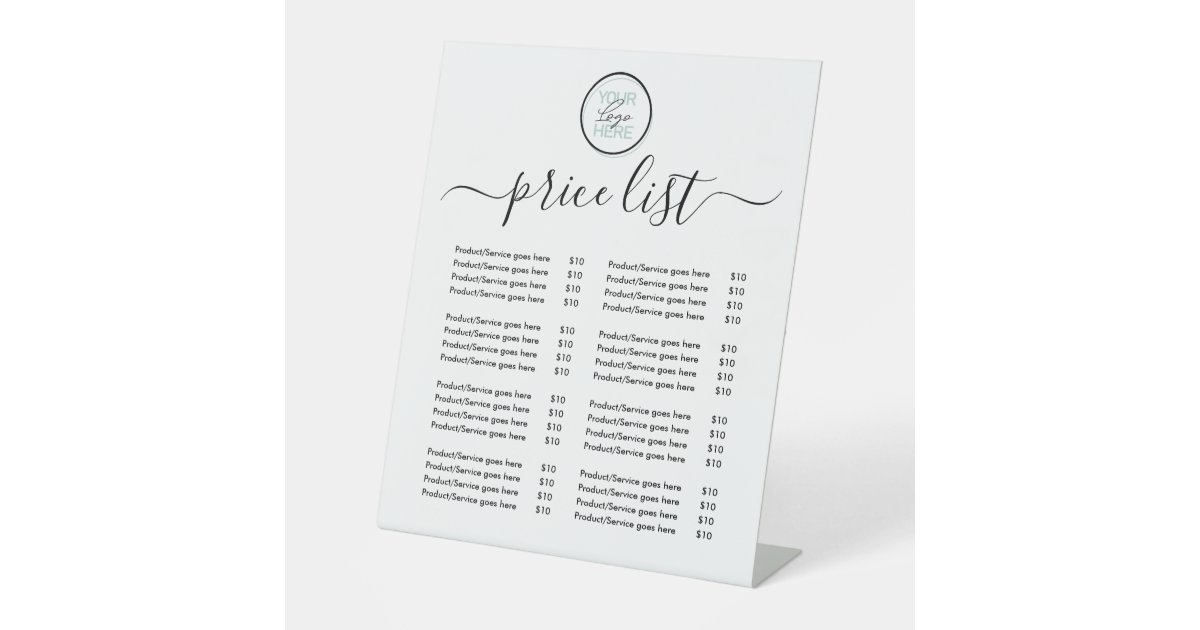 Business Price List Logo Pedestal Sign | Zazzle