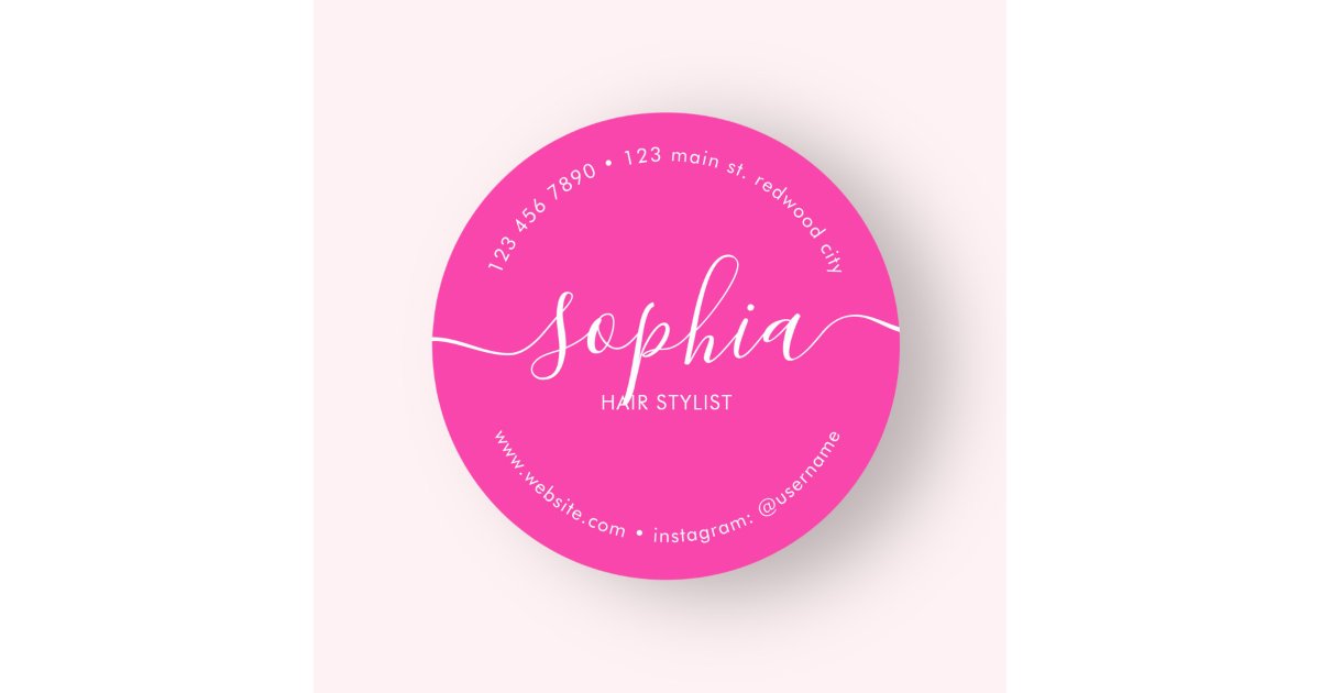Business Product Girly Calligraphy Blush Pink Classic Round Sticker ...