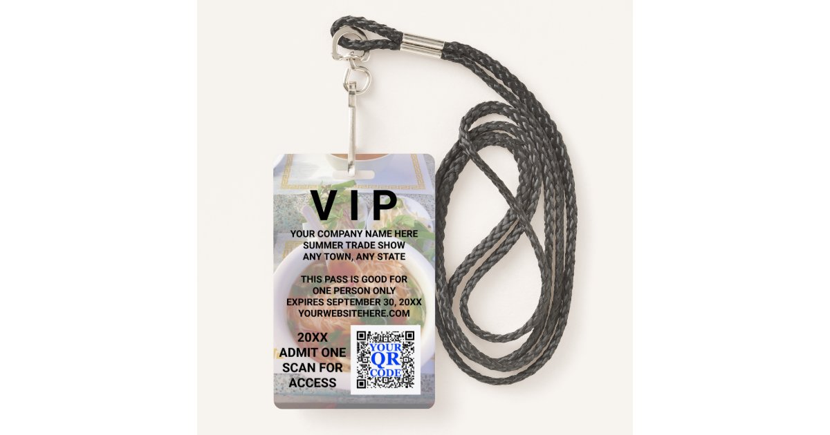 Business QR Code Light Photo Cool Promo Event VIP ID Badge | Zazzle