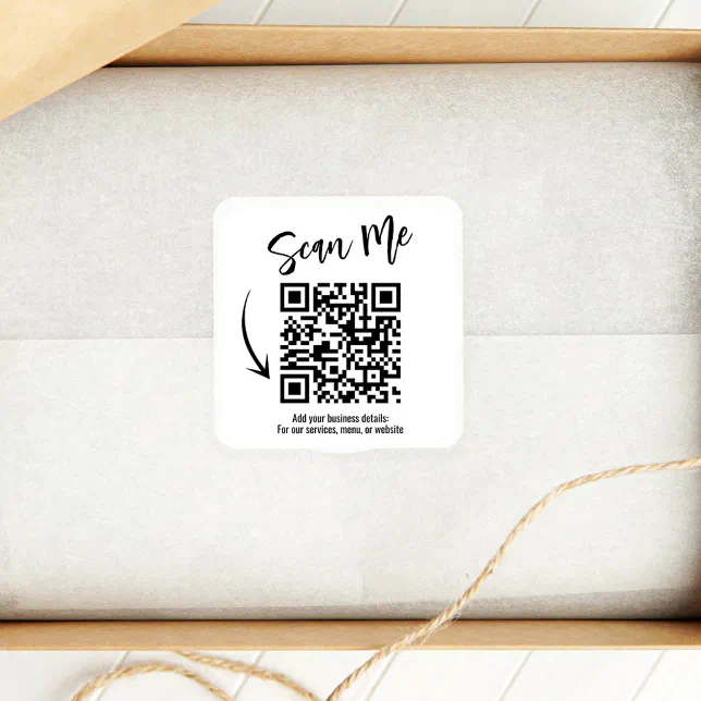 Business QR Code Promotional White Square Sticker | Zazzle