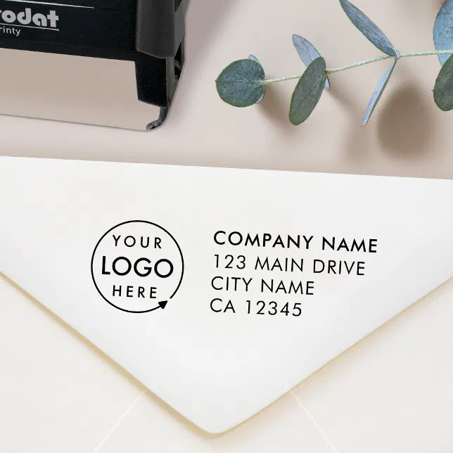 Business Return Address | Professional Logo Modern Self-inking Stamp ...