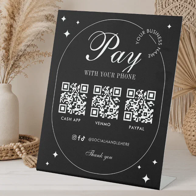 Business Scan To Pay 3 QR Codes Simple Minimalist Pedestal Sign | Zazzle