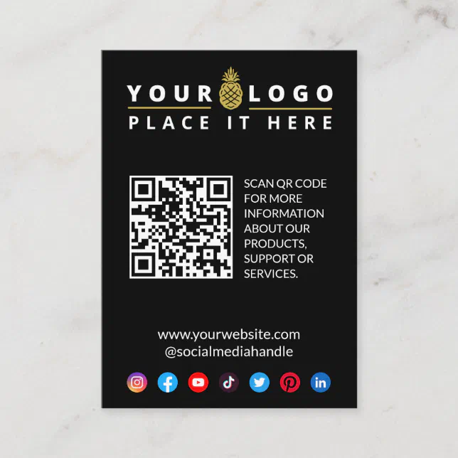 Business Website QR Code Logo Enclosure Card | Zazzle