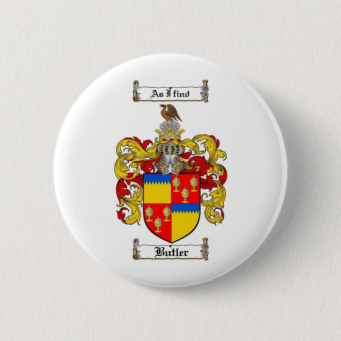 BUTLER FAMILY CREST - BUTLER COAT OF ARMS 6 CM ROUND BADGE | Zazzle.co.uk