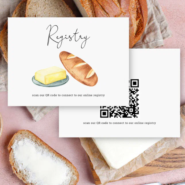 Butter Together Bridal - QR code for registry Enclosure Card | Zazzle