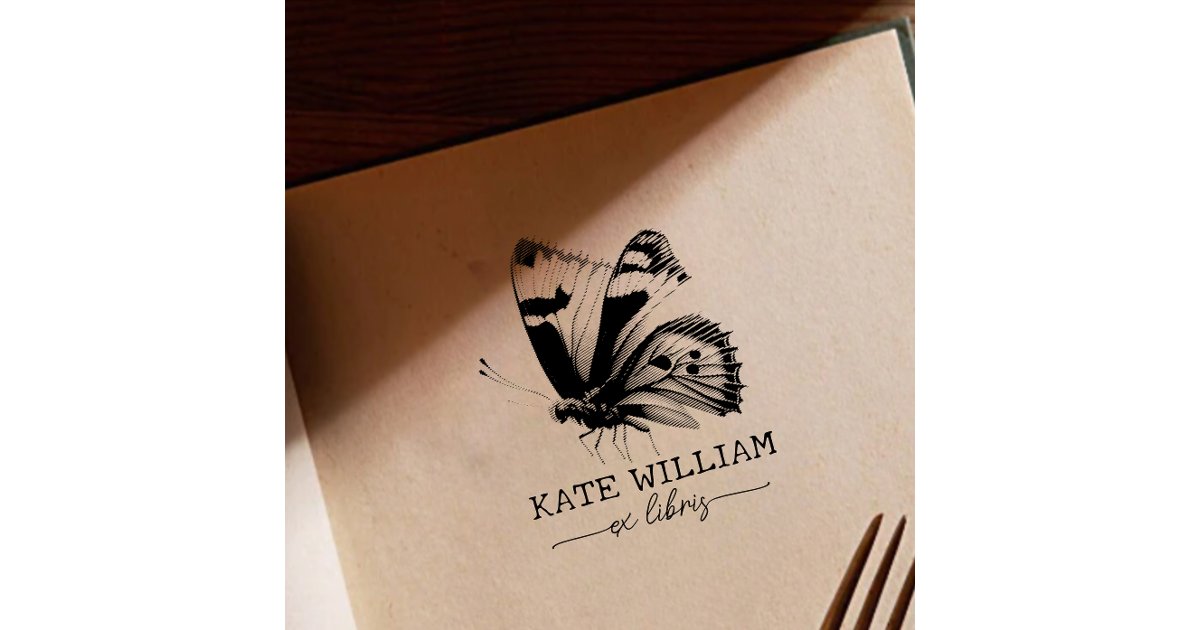 Butterfly Custom ex libris Self-inking Stamp | Zazzle