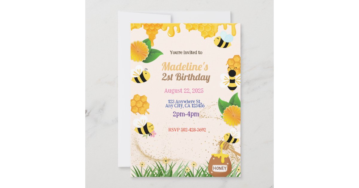 Buzzing Bee Birthday Party Invitation | Zazzle