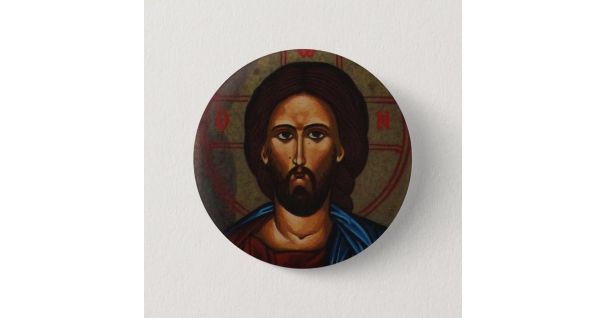 Byzantine Greek Orthodox Icon JESUS CHRIST 6 Cm Round Badge | Zazzle