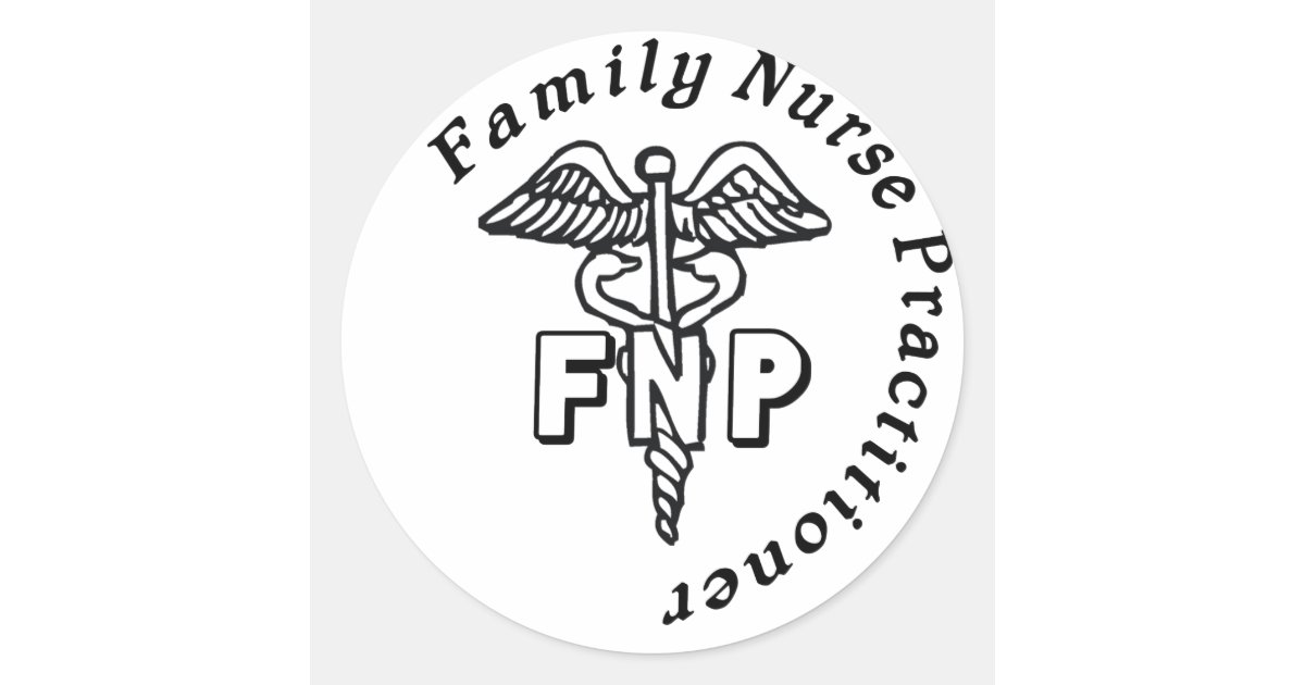 CADUCEUS FNP FAMILY NURSE PRACTITIONER CLASSIC ROUND STICKER | Zazzle
