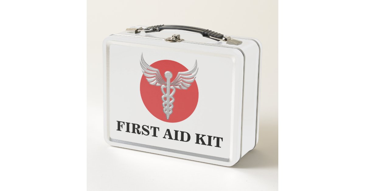 Caduceus medical first aid kit family home metal lunch box | Zazzle