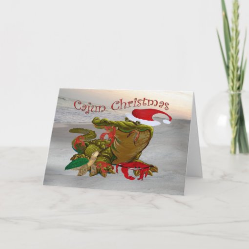 Cajun Christmas Santa Gator greeting cards | Zazzle