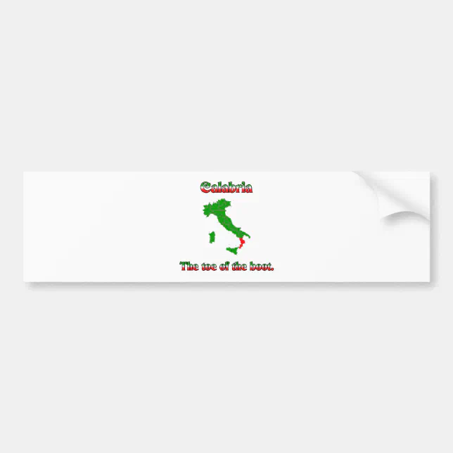 Calabria The Toe Of The Boot Bumper Sticker | Zazzle