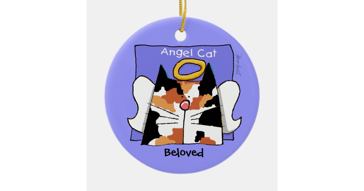 Calico Cat Angel Personalise Ceramic Tree Decoration | Zazzle